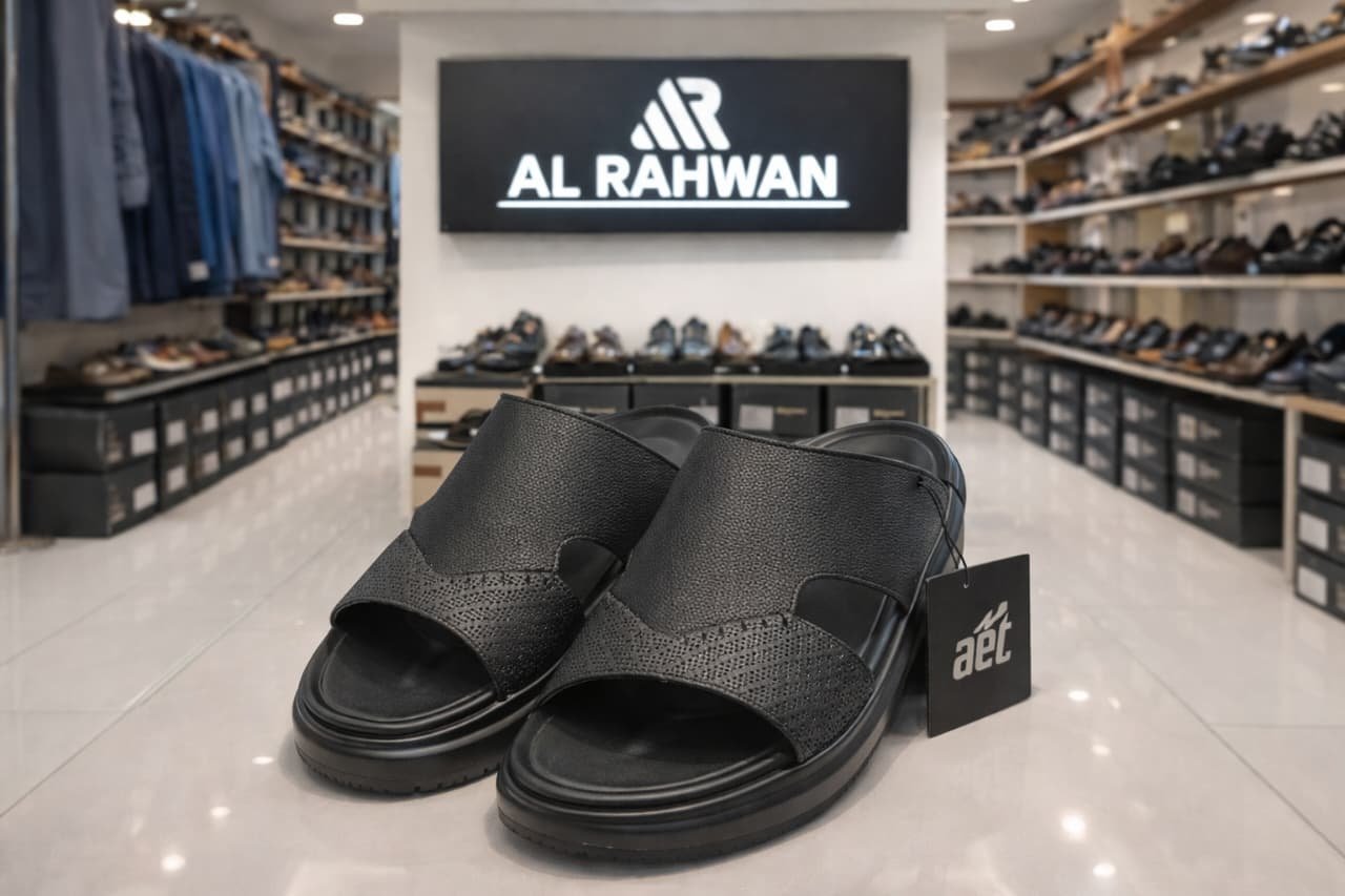 AL RAHWAN Black Dual-Texture Comfort Chappal - Riwayat Store